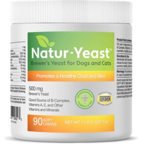 green pets organics natur-yeast brewer's yeast for dogs and cats - supports immune system & digestion, promotes healthy skin & a glossy coat, 90 soft chews