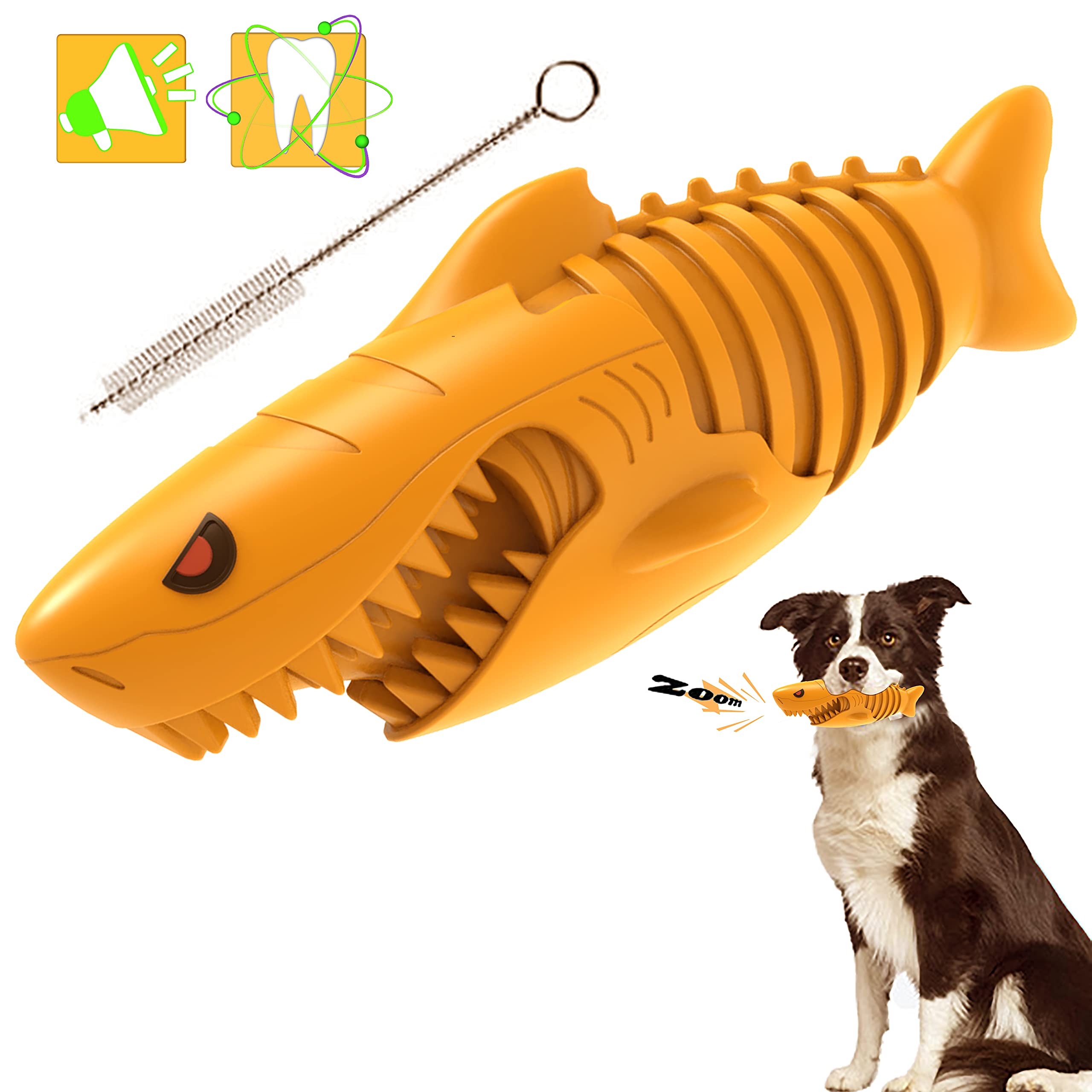 YYXTRADE Shark Chew Toy for Aggressive Chewers, Natural Rubber Dog Toys for Medium Large Breeds, Dental Care Teeth Cleaning, Indestructible Dog Toys