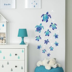 Sea Turtle Wall Decals 3D Ocean Grass Seaweed Stickers Under The Sea Wall Decals Decor Bubbles Peel and Stick Removable Vinyl Underwater Wall Sticker for Bathroom Bedroom Nursery Room Decoration