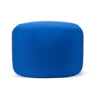 gouchee home dotcom soleil bean bag round ottoman/pouf - waterproof, fade-resistant footrest for indoor/outdoor - filled with high-density polystyrene beads, double-stitched seam, blue, 20" d x 12" h