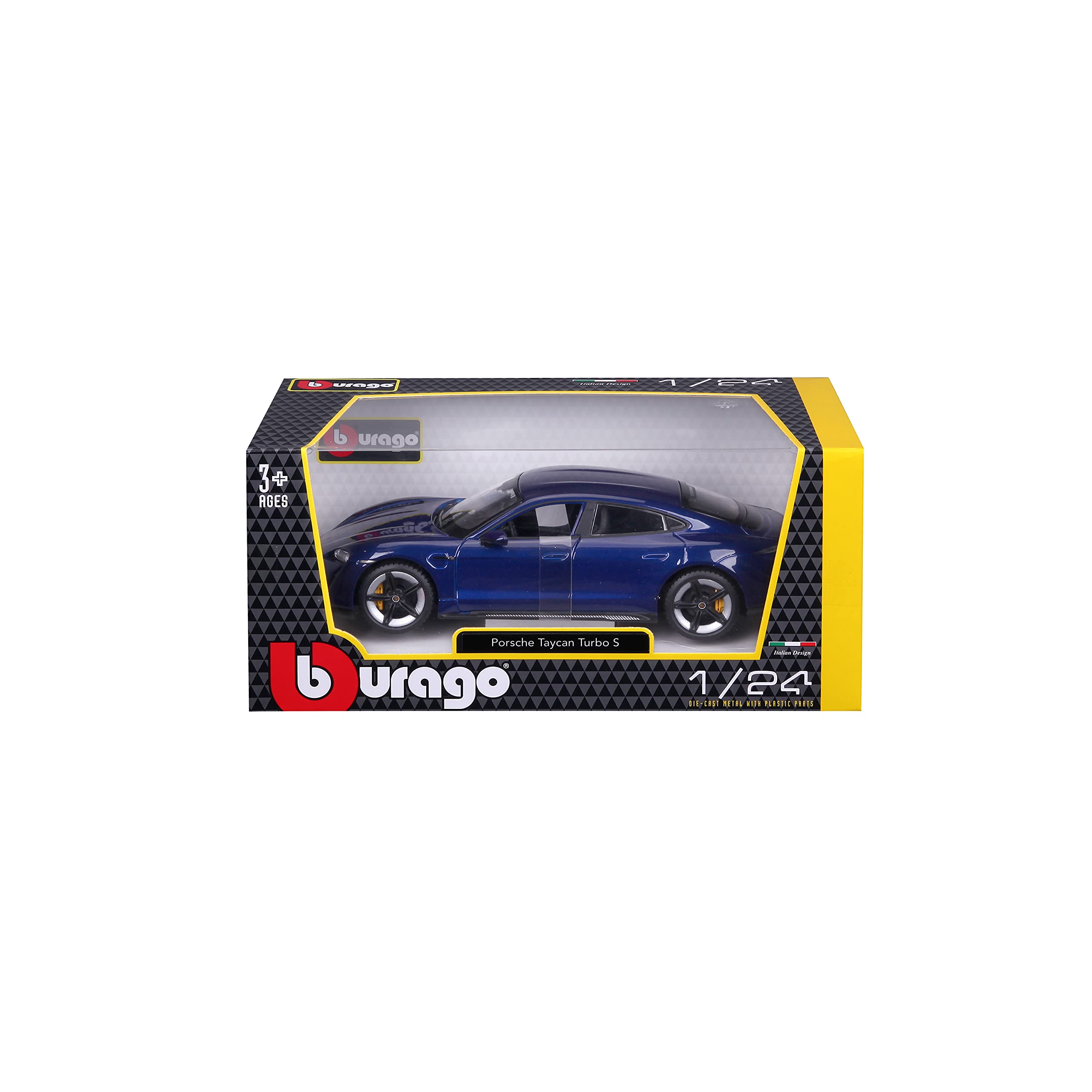 Bburago Porsche Taycan Turbo S in Blue in 1/24 Scale (18-21098B)