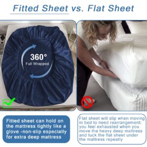 Bedecor Extra Deep Pocket King Fitted Sheet Only for 18 to 21 Inch Super Thick Mattress That Stay Tight,All Around Elastic Bottom,Doesn't Pop Off