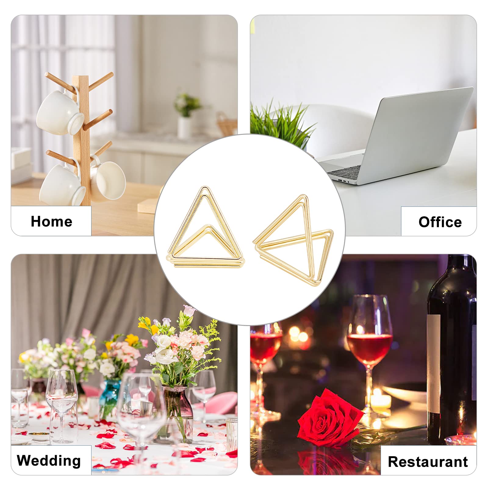 OLYCRAFT 36pcs Mini Place Card Holders Cute Table Card Holders Triangle Shape Wedding Table Number Holders Golden Photo Holder Pictures Stand Clips for Place Cards Weddings Anniversary Party