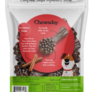 Chewsday Extra-Small Cinnamon Clean Daily Dental Dog Chews, Made in The USA, Natural Highly-Digestible Oral Health Treats for Healthy Gums and Teeth - 28 Count