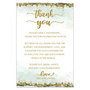 tentado 50 wedding thank you place cards, thank you table sign, wedding reception thank you cards, perfect for table centerpieces and wedding decorations, 4x6 inch.