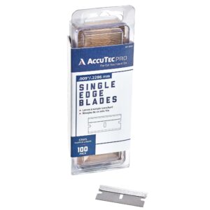 accutec pro single edge aluminum backed razor utility blades - 100-pack - .009" made of high carbon steel for extra durability and long life - apbl-7000