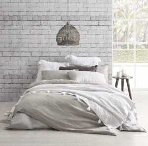 get bed ready stone washed cotton casual duvet cover set solid color relaxed modern style bedding natural wrinkled lived-in look putty (neutral, king)