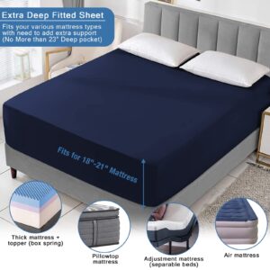 Bedecor Extra Deep Pocket King Fitted Sheet Only for 18 to 21 Inch Super Thick Mattress That Stay Tight,All Around Elastic Bottom,Doesn't Pop Off