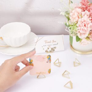 OLYCRAFT 36pcs Mini Place Card Holders Cute Table Card Holders Triangle Shape Wedding Table Number Holders Golden Photo Holder Pictures Stand Clips for Place Cards Weddings Anniversary Party