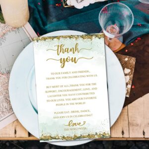 TENTADO 50 Wedding Thank You Place Cards, Thank You Table Sign, Wedding Reception Thank You Cards, Perfect for Table Centerpieces and Wedding Decorations, 4X6 inch.