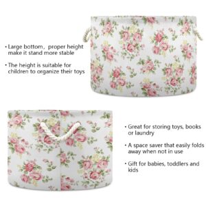 senya Large Storage Basket Pink Rose Flower Floral for Toys Clothes Storage Bin Box Laundry Hamper Organizer Bag with Handles