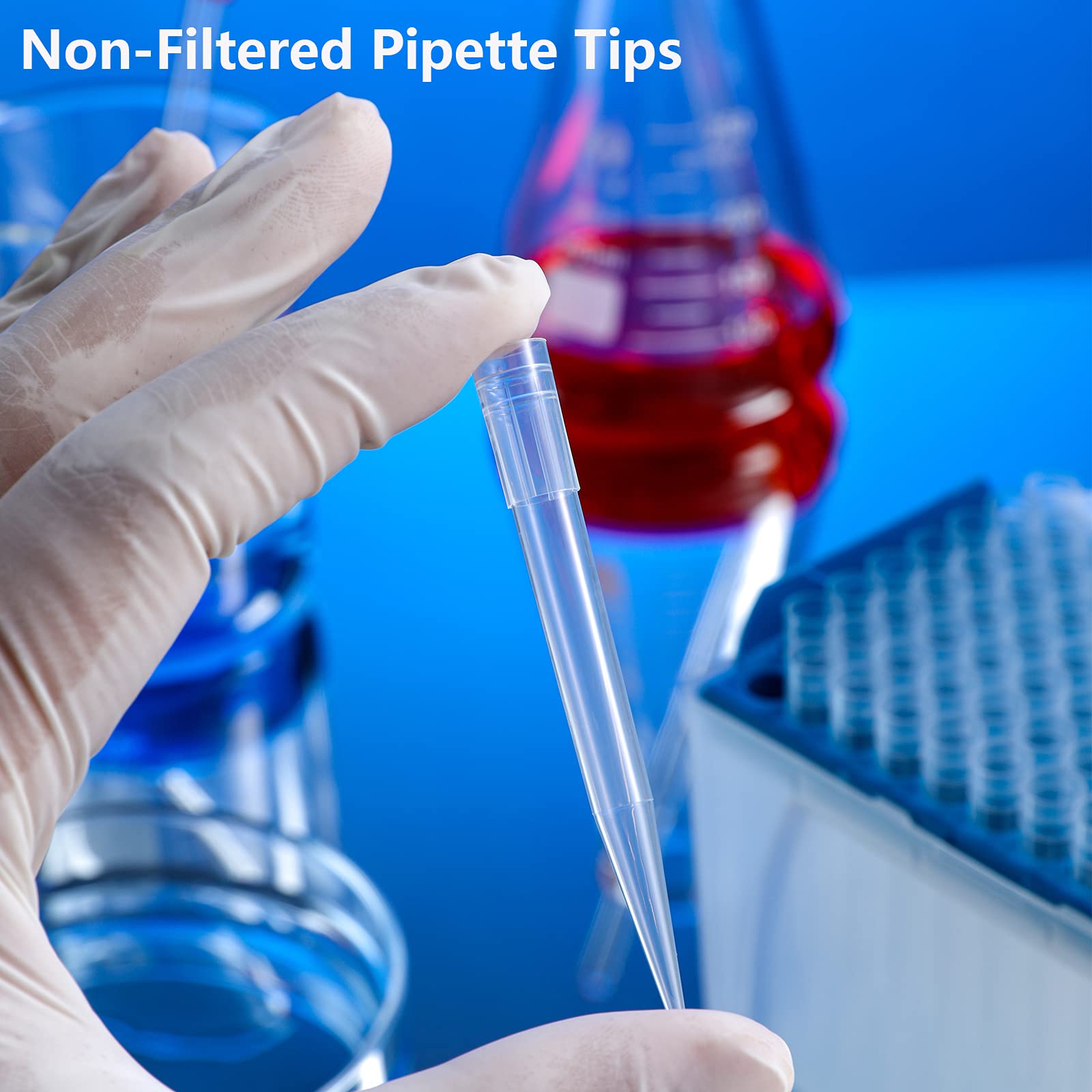 Pipette Tips Universal Non-Filter Pipettor Tips 1000ul with Box DNase/RNase Free 96 Tips/Rack Pk x 10 Racks (960 Tips)