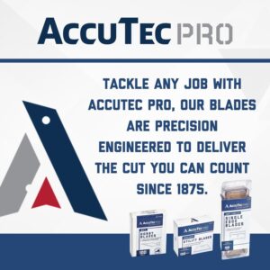 AccuTec Pro Single Edge Aluminum Backed Razor Utility Blades - 100-Pack - .009" Made of High Carbon Steel for Extra Durability and Long Life - APBL-7000