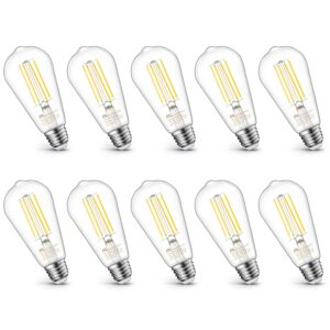 mastery mart 100 watt led bulb, edison bulbs dimmable light bulbs e26, 5000k daylight white bright 9w 1100lm, st21/st64 vintage light bulbs, ul listed, clear glass, decorative light bulb (10 pack)