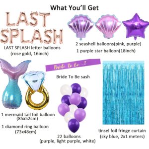 Last Splash Bachelorette Party Decorations, Mermaid Bachelorette Party Decorations, Mermaid Bridal Shower Decorations, Last Splash Bride to Be Sash Banner Balloons, Mermaid Bachelorette Party Supplies