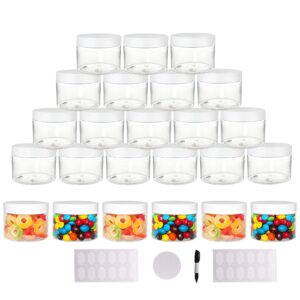 suituts 24 pack 10 oz (300 ml) plastic jars with lids, food storage spice jars, craft storage favor jars//empty wide-mouth jars for body butter, cosmetics(clear)