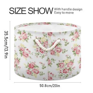 senya Large Storage Basket Pink Rose Flower Floral for Toys Clothes Storage Bin Box Laundry Hamper Organizer Bag with Handles