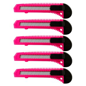 5x bulk utility knife box cutters snap off blade neon pink