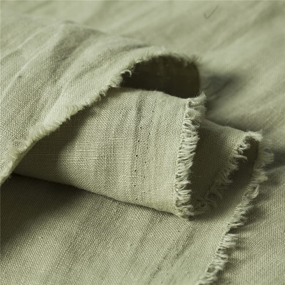 Japan Nature 100% Linen Fabric for Clothing, Home Decor, Pillow, Sofa, 56" Width, Craft by The Yard (Light Green)