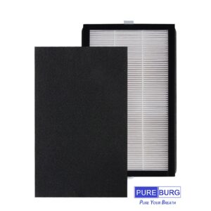 PUREBURG Replacement Filter Compatible with Filtrete F1 Filter Fits FAP-C01-F1 & FAP-T02-F1 FAPF-F2-A FAP-C01-F2 & FAP-T03-F2 Air Purifiers,2-Pack H13 HEPA + 8 Carbon Pre-Filters