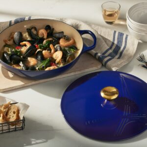 Le Creuset Eiffel Tower Collection Enameled Cast Iron Signature Braiser with Lid, 3.5 qt., Indigo