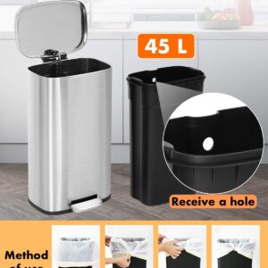 Best Home 8 Gallon Stainless Steel Trash Can with Lid, Hands-Free Step Design, 30L Capacity, Silver