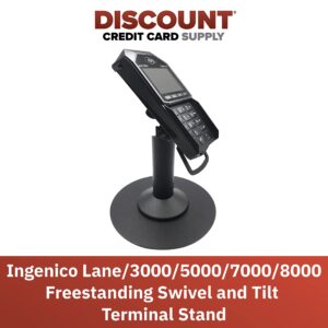 Discount Credit Card Supply DCCStands Ingenico Lane/3000/5000/7000/8000 7" Freestanding Swivel and Tilt Terminal Stand with Round Plate, Black