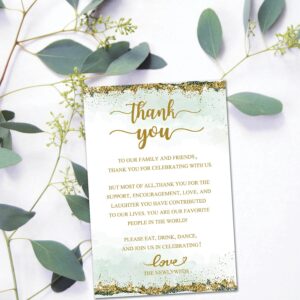 TENTADO 50 Wedding Thank You Place Cards, Thank You Table Sign, Wedding Reception Thank You Cards, Perfect for Table Centerpieces and Wedding Decorations, 4X6 inch.