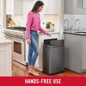 Rubbermaid Elite Stainless Steel Slim Sensor Trash Can, 12-Gallon, Batteries Included, Charcoal, Wastebasket for Home/Kitchen/Hotel/Lobby/Office, 11.8G