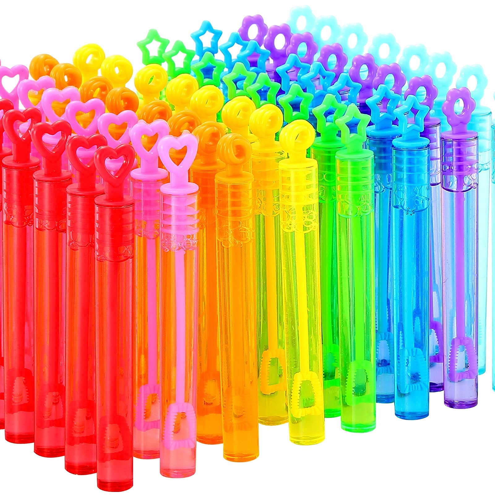 96 Pack Bubble Wands,8 Designs Mini Bubble Wands Bulk for Summer Toys,Outdoor Activity,Themed Birthday,Valentine's Day, Celebration,Bubble Party Favors for Kids Toddlers