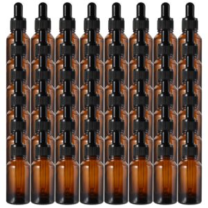 kingrol 48 pack amber glass bottles with glass eye dropper, 1 oz dropper bottles for essential oils, perfumes, aromatherapy, chemistry lab chemicals