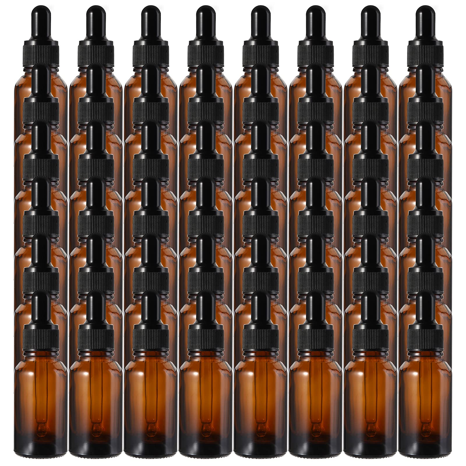 Kingrol 48 Pack Amber Glass Bottles with Glass Eye Dropper, 1 oz Dropper Bottles for Essential Oils, Perfumes, Aromatherapy, Chemistry Lab Chemicals