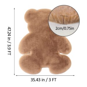 TENNOLA 3x3.9ft Small Bear Shaggy Rug, Soft Fluffy Faux Sheepskin Fur Rug Fuzzy Shag Area Rug Cute Plush Carpet for Nursery Kids Girls Bedroom Room Aesthetic Living Room Floor Home Decor, Brown