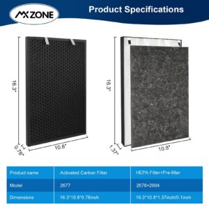 MXZONE for Bissell Air320 Replacement Filters Compatible with Bissell Air320 Air220 2609A Air Purifier, 2678, 2804 HEPA Filter and Pre-Filter and 2677 Activated Carbon Filter