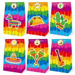 moaxmoa mexican fiesta candy bags 24 pcs party favor goodie treat bag candy treat favors bags cinco de mayo themed birthday baby shower with cute stickers