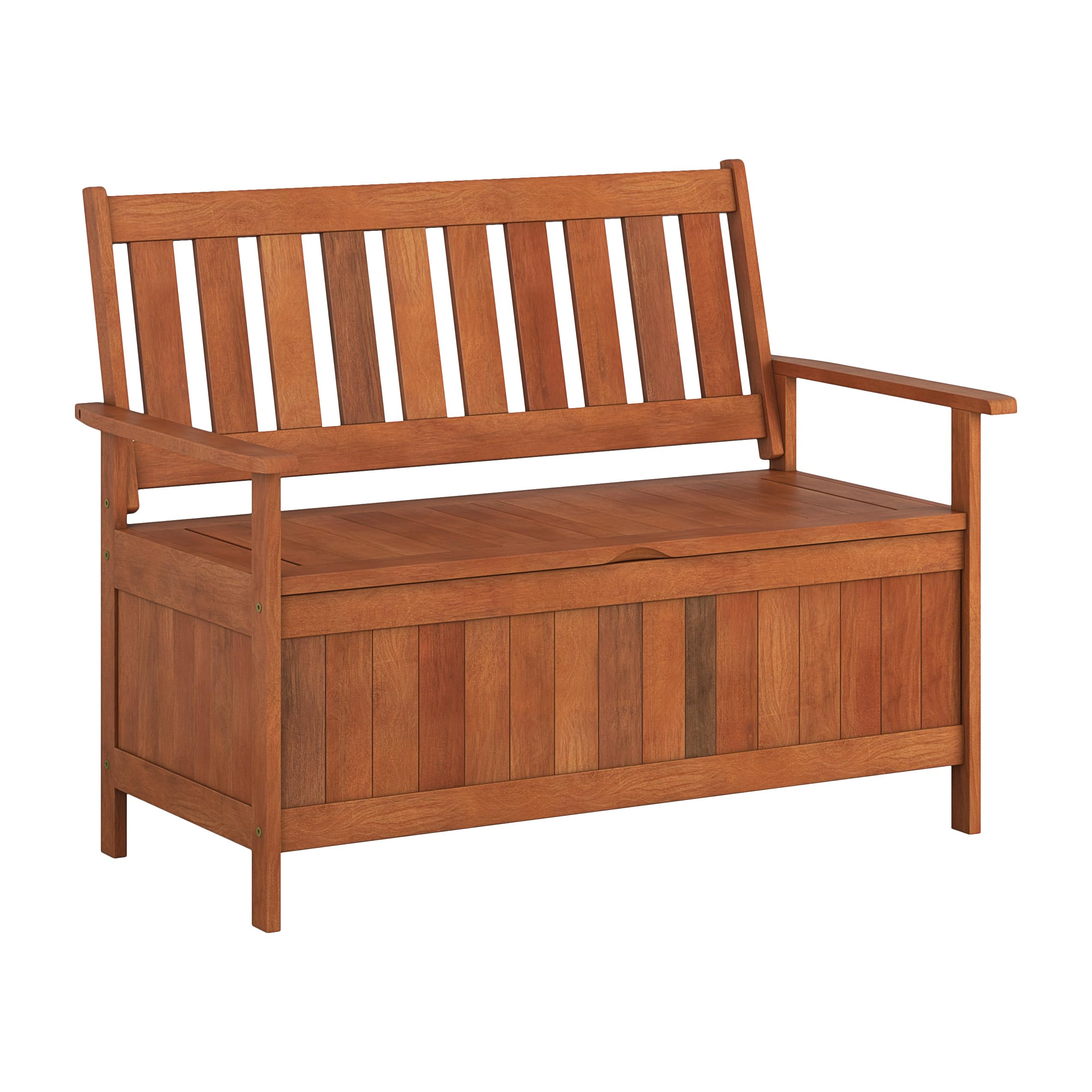 CorLiving Miramar Natural Brown Stained Hard Wood Outdoor Storage Bench