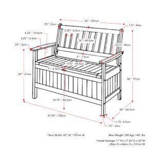 CorLiving Miramar Natural Brown Stained Hard Wood Outdoor Storage Bench