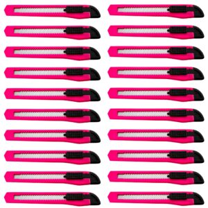 20x bulk small neon pink utility knife box cutters snap off blade 9mm blade