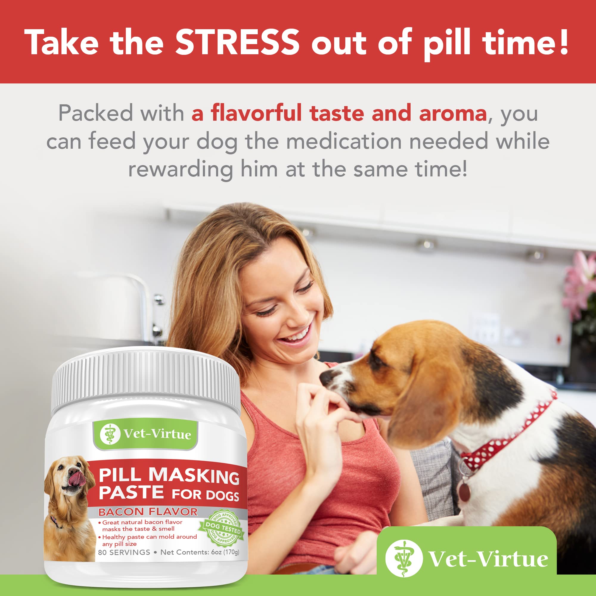 VET-VIRTUE Pill Masking Paste for Dogs, Bacon Flavor - Perfect Pet Medicine Treats to Hide Pills, Medication & Capsules, with Natural Ingredients & Packed with Flavor Dogs Love