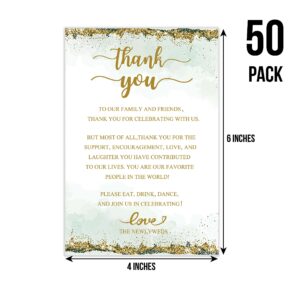 TENTADO 50 Wedding Thank You Place Cards, Thank You Table Sign, Wedding Reception Thank You Cards, Perfect for Table Centerpieces and Wedding Decorations, 4X6 inch.