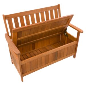 CorLiving Miramar Natural Brown Stained Hard Wood Outdoor Storage Bench