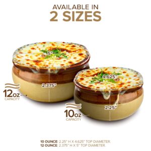 Stock Your Home 12 oz French Onion Soup Crock (4 Pack) -Two-Toned Brown & Ivory Porcelain Soup Bowls -Oven Safe Soup Bowls -Microwave and Dishwasher Safe Soup Crocks