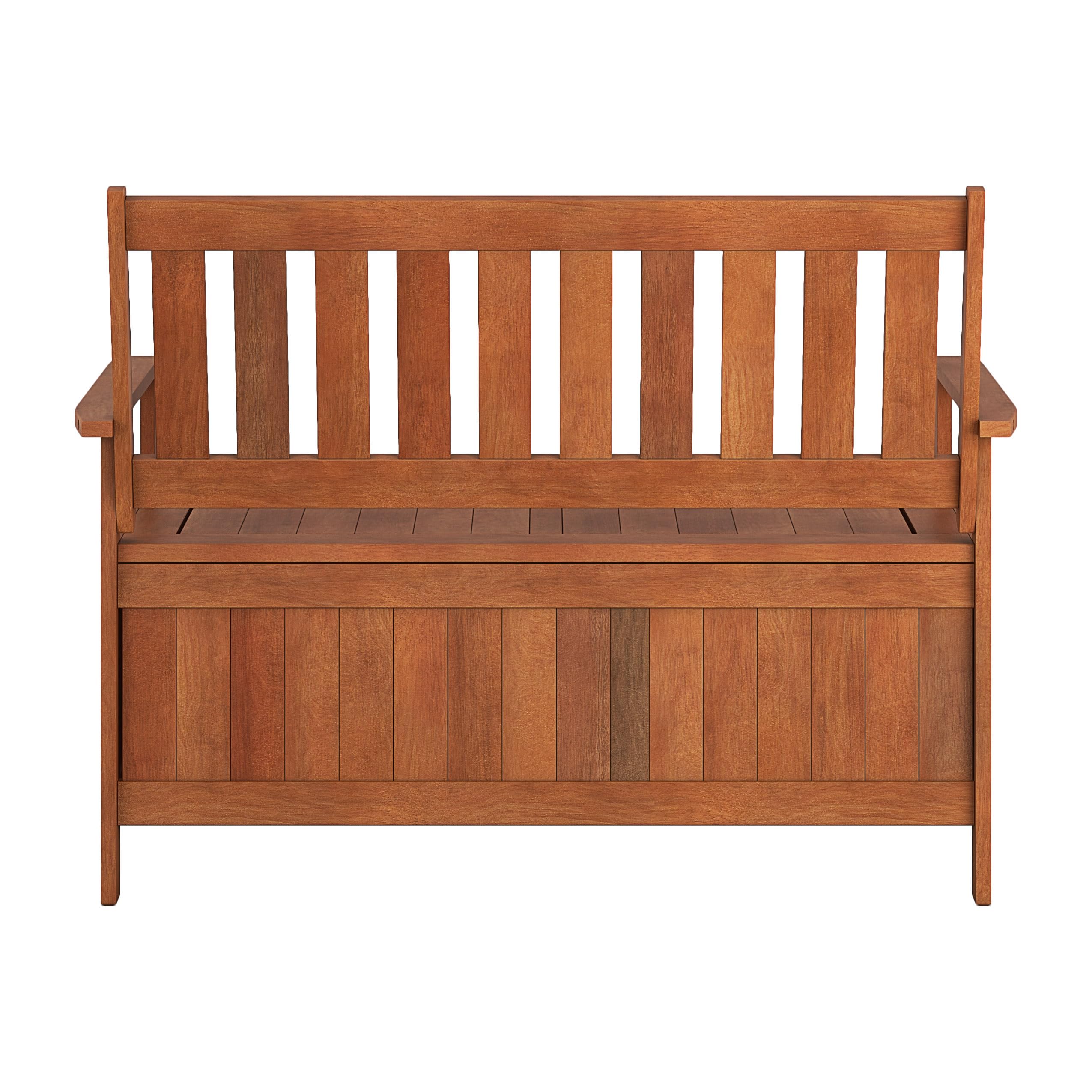 CorLiving Miramar Natural Brown Stained Hard Wood Outdoor Storage Bench