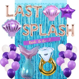 last splash bachelorette party decorations, mermaid bachelorette party decorations, mermaid bridal shower decorations, last splash bride to be sash banner balloons, mermaid bachelorette party supplies