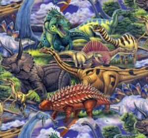 pico textiles 1 yard - dinosaurs allover print fleece fabric - sold by the yard - ideal for sewing projects, scarves, no sew fleece throws and tie blankets