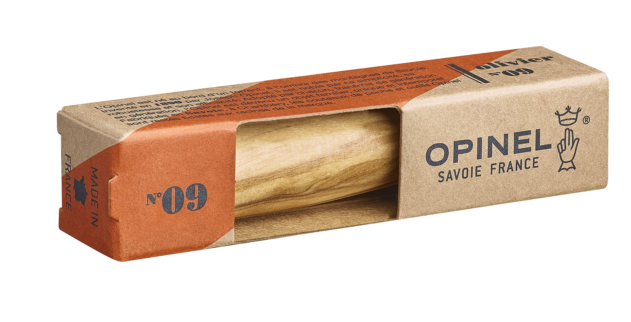 OPINEL Pocket Knife No. 09 with Olive Wood Handle and 12C27 Steel