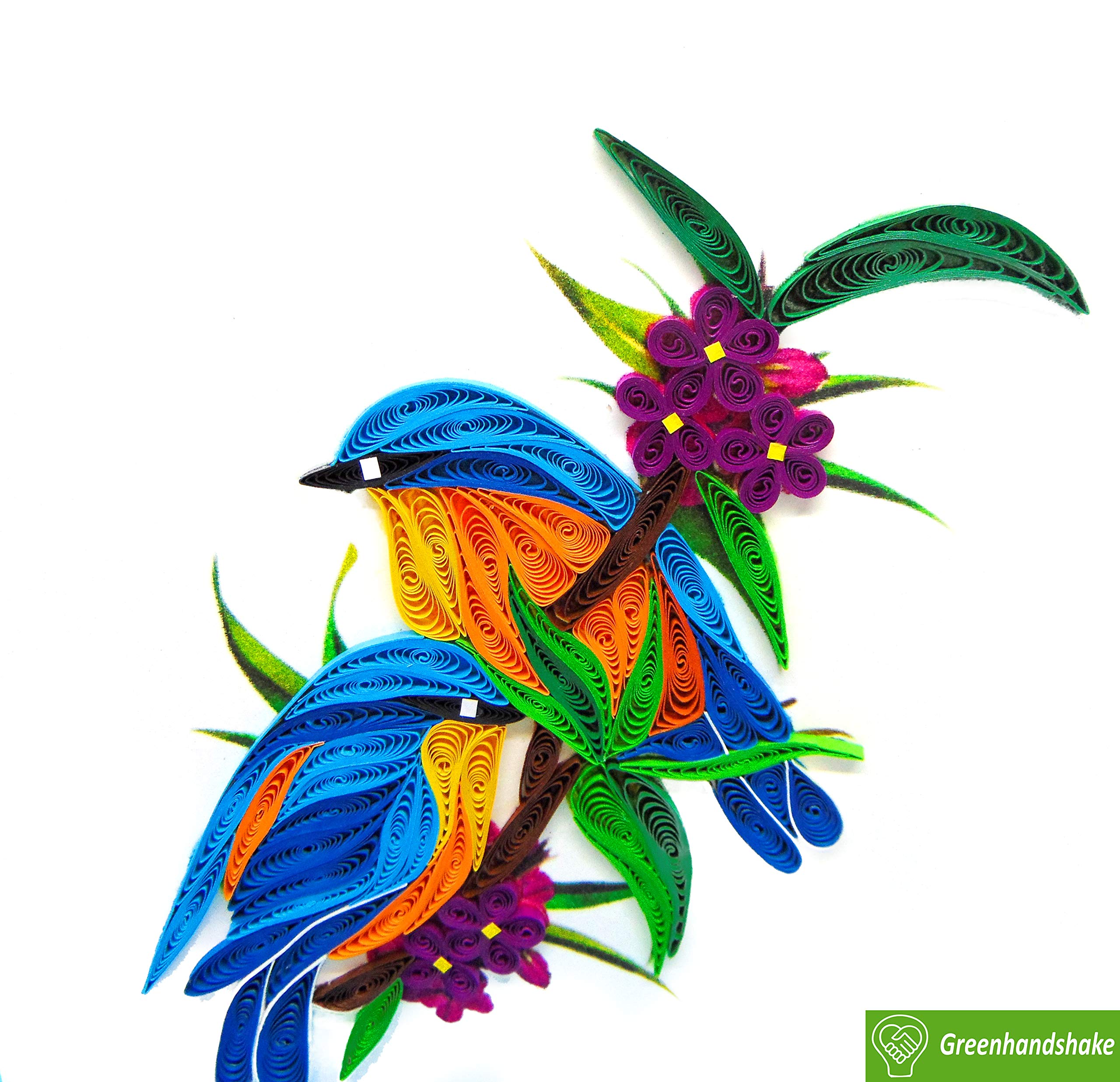 Bluebirds, Quilling Card 3D,Unique Dedicated Handmade, Design Greeting Card for Birthday, Valentine's Day, Mothers Day, Spring, Fathers Day, Graduation, Wedding, Anniversary, All Occasion,6"x6"