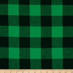 yarn dyed flannel buffalo plaid green, fabric by the yard