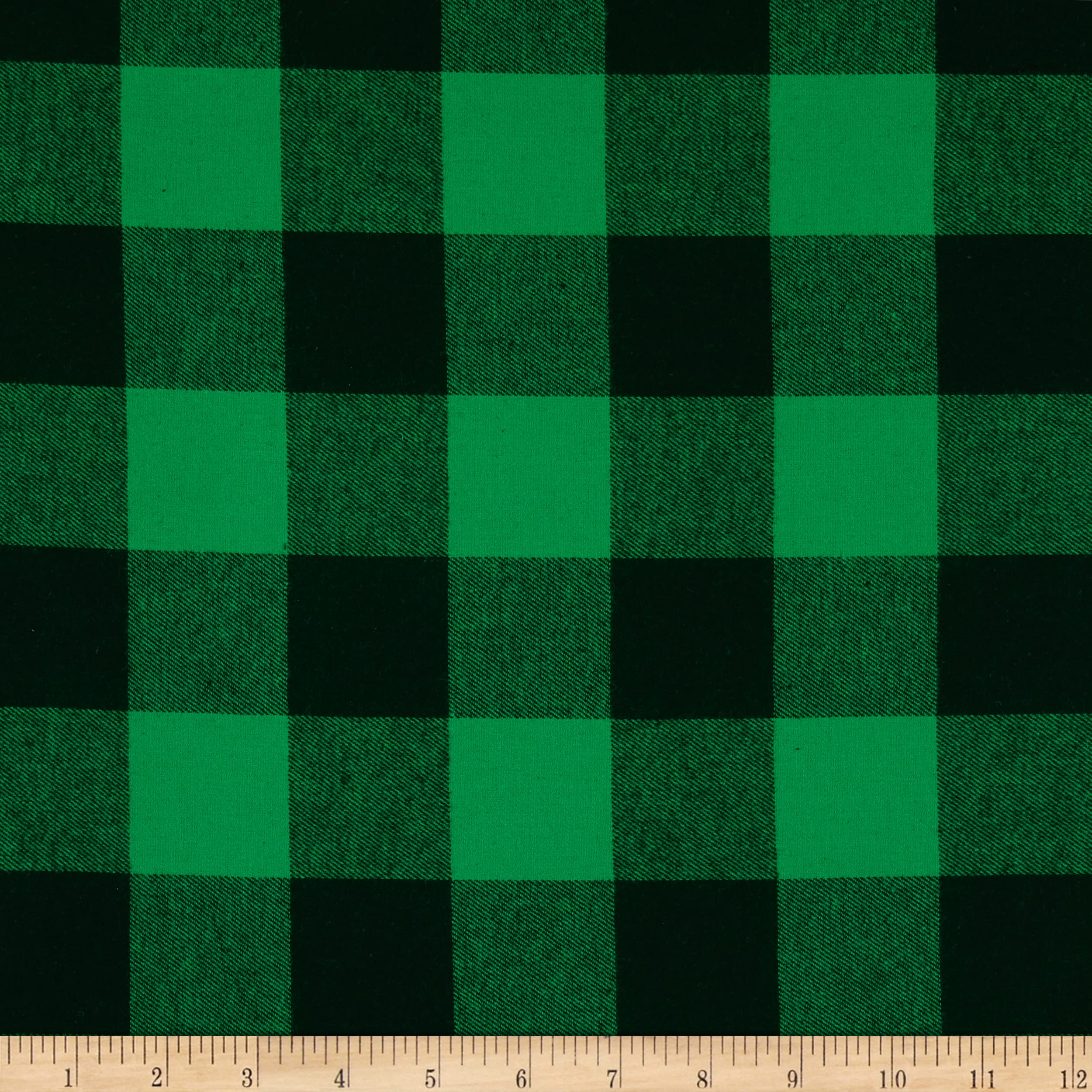 Yarn Dyed Flannel Buffalo Plaid Green, Fabric by the Yard