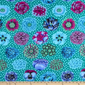 kaffe fassett collective stash big blooms emerald, fabric by the yard